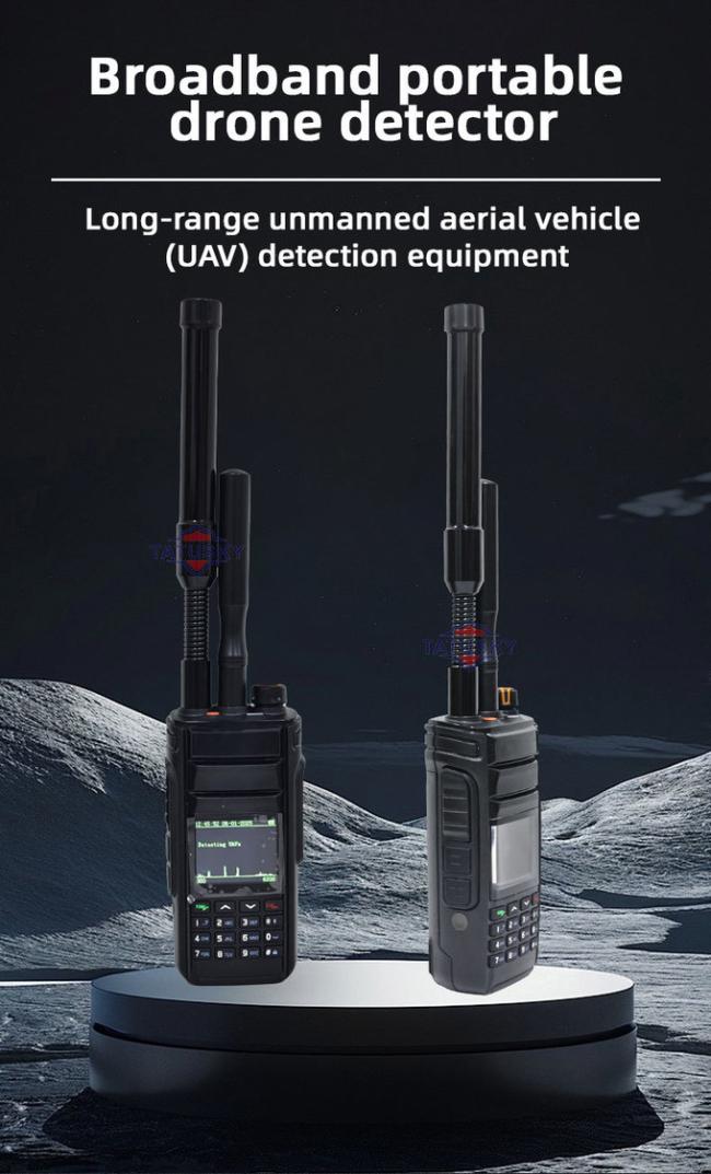 Portable Drone Detector side view showing antenna connections