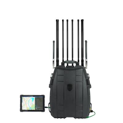 China 800-1500m Anti Drone Backpack With 100MHz-6GHz Detection 2.4G 5.2G 5.8G 380W for sale
