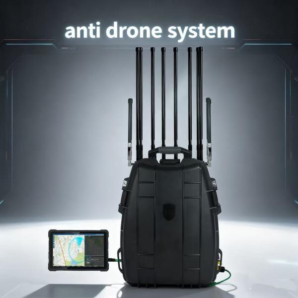Quality 100-2000m 380W Portable UAV Jammer With 2.4G 5.2G 5.8G 24V 25AH Battery for sale