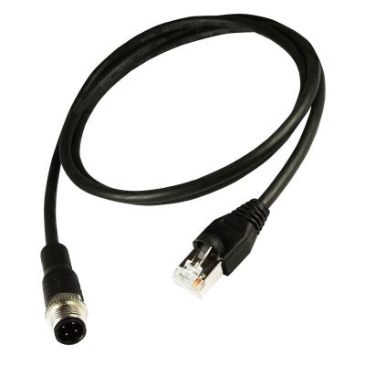 China M12 à cor industrial do preto do cabo ethernet Cat5e Cat6 do gigabit Rj45 à venda