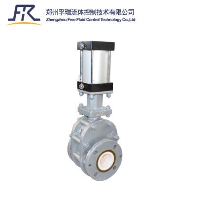China Pneumatic Full Ceramic Lined Double Disc Gate Valve for fly ash system in coal power station for sale