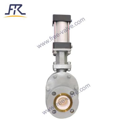 China Pneumatic  Ceramic Lined Back Forth Sliding Gate Valve FTF dimention L=114 for sale