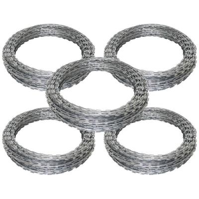 China Galvanized Stainless Steel BTO22 Single Loop Cross Concertina Flat Straight Blade Barber Electric Fence Razor Wire Mesh for sale