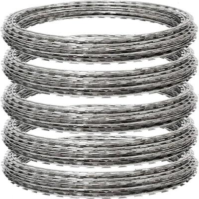 China Galvanized Stainless Steel BTO22 BTO-25 28 30 CBT 45 60 65 Single Cross Concertina Flat Razor Blade Barber Wire Mesh Fencing for sale