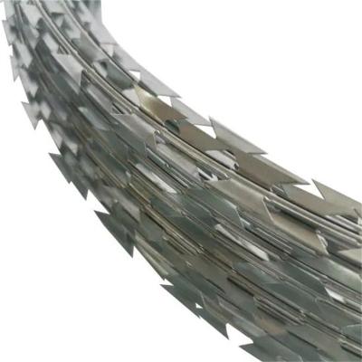 China Best BTO22 BTO-25 28 30 CBT 45 60 65 Galvanized Stainless Steel Single Cross Concertina Flat Razor Wire Mesh Fencing Price for sale