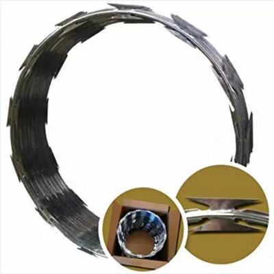 China BTO22 BTO-25 28 30 CBT 45 60 65 Galvanized Stainless Steel Single Loop Cross Concertina Flat Blade Barbed Razor Mesh Wire Fence for sale