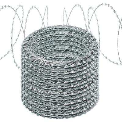 China Galvanized Stainless Steel SS BTO22 Single Loop Cross Concertina Flat Straight Supply to Philippines Razor Barbed Wire Fence for sale