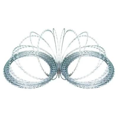 China BTO22 BTO-25 28 30 CBT 45 60 65 Galvanized Stainless Steel Single Cross Concertina Flat Security Razor Wire Fence Barbed Mesh for sale