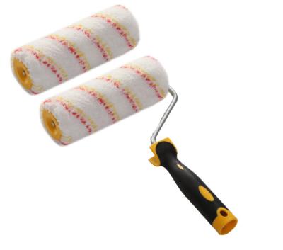 China Factory supply Red Yellow strips polyester paint roller with TPR handle paint brush for sale