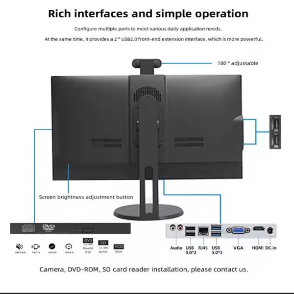 OEM All In One Desktop Display de pantalla táctil FHD de 23,8' Intel Core I3/I5/I7, 32 GB de RAM, 1 TB de SSD, ventana 10, servicio en línea las 24 horas