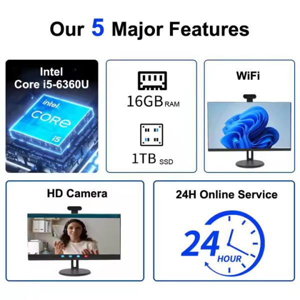 OEM All In One Desktop Display de pantalla táctil FHD de 23,8' Intel Core I3/I5/I7, 32 GB de RAM, 1 TB de SSD, ventana 10, servicio en línea las 24 horas