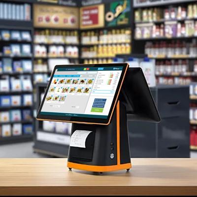 15インチPOS AIOマシン デュアルタッチスクリーン POSモニター キャッシュレジ操作用 小売業に最適