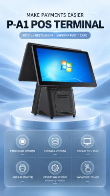 China Dual Screen 15.6 Inch Touch POS Cash Register with 80mm Printer Android Win11 System AIO Terminal for Retail Points for sale