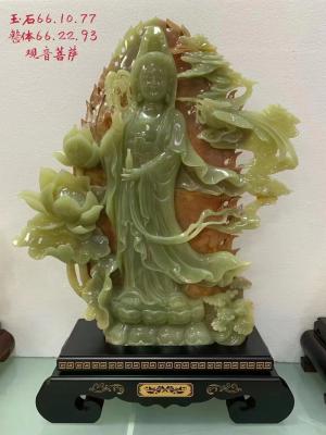 China Natural Jade Customized Hot Sales Hand Carved Buddha Guanyin Status Sculpture for sale