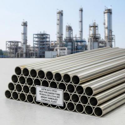 China ASTM A213 TP321 Titanium Stabilized Stainless Steel Heat Exchanger Tube Bright Annealed 19.05mm OD for Chemical Plants for sale