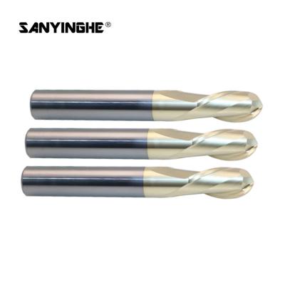 Cina Estremità Mills Cutter HRC60 R1.5x50L R2.0x75L del naso della palla del carburo di 2 flauto in vendita