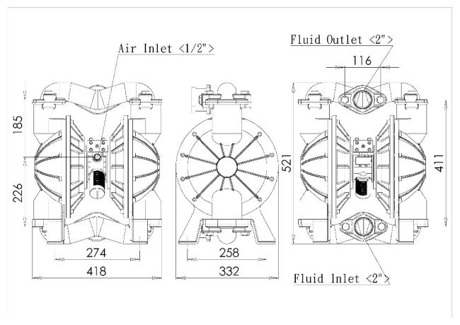 Pneumatic diaphragm Pumps  Air Membrane Pumps material on plastic with ptfe diaphragm and ball