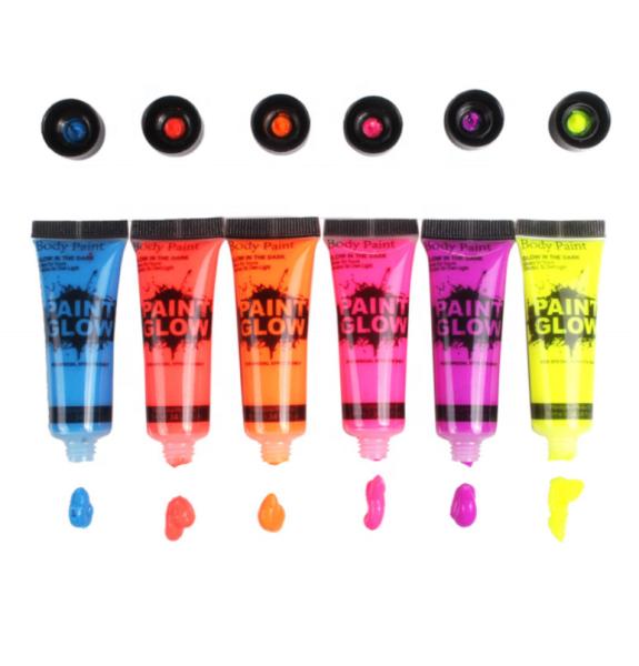 Quality 6 Color UV Non Toxic Neon Facepaint Glow In The Dark Face Painting Kit for Club for sale