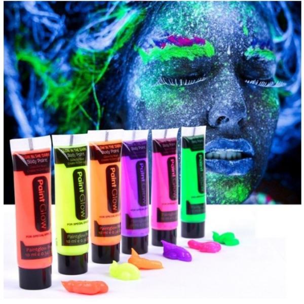 Quality 6 Color UV Non Toxic Neon Facepaint Glow In The Dark Face Painting Kit for Club for sale