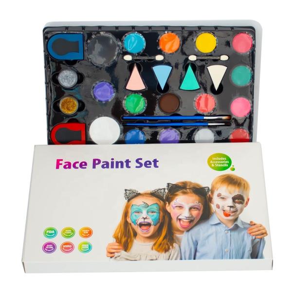 Quality Boys Girls Toy Body Painting Supplies with Face Paint Stencil 8 Color Including for sale
