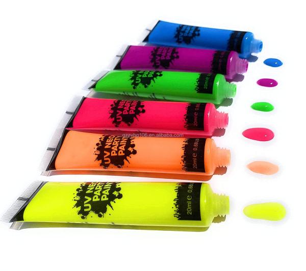 Quality UV Glow Neon Face and Body Paint Set of 8 Tubes - Fluorescent - Brightest glow for sale