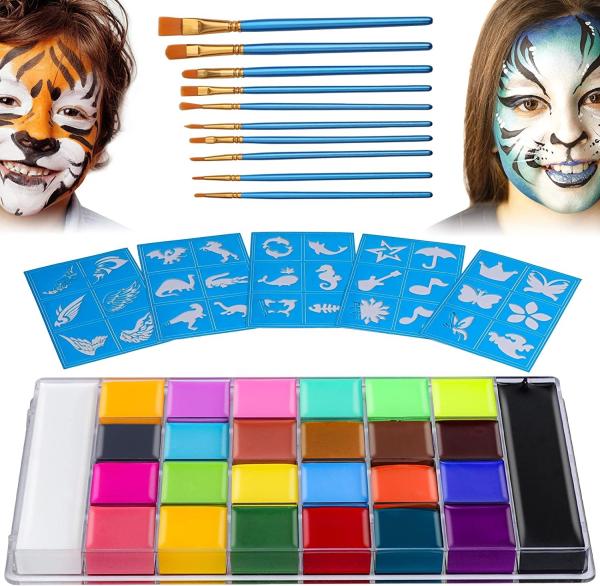 Quality 26 Color Kid Halloween Joker Face Paint Makeup Profession with 10 brushes 5 for sale