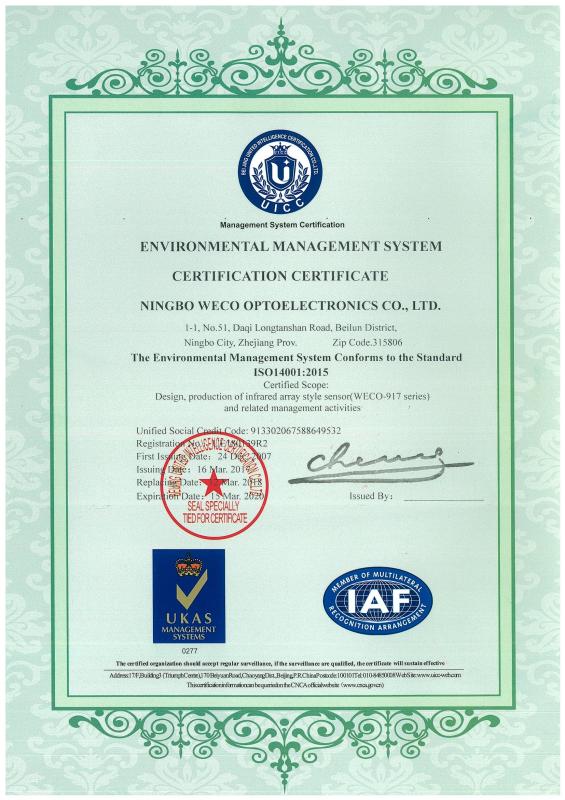 ISO14001 - NINGBO WECO OPTOELECTRONICS CO., LTD.