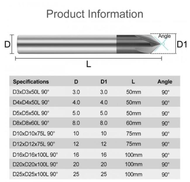 Carbide chamfering end mill 4F 0