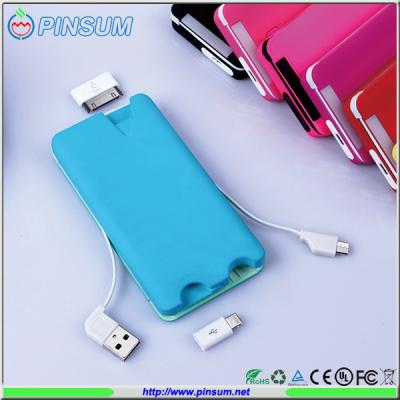 China 2015 newest credit card power bank 6000mah with all smartphone connectors for sale