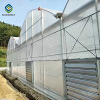 China Large Double Arch 4.5m Multi Span Greenhouse Stable Structure Layer 0.15 Film for sale