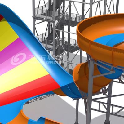 Chine Glissière d'eau extérieure géante de fibre de verre pour la taille de tour de la couleur adaptée aux besoins du client par adultes 20m à vendre