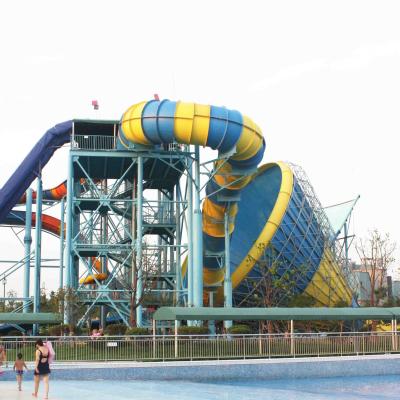 China Rote/Gelb-/Grün-Fiberglas-Wasserrutsche für Spielplatz im Freien zu verkaufen