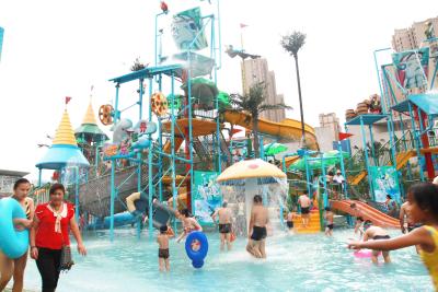 China Commercial Medium Water House Aqua Playground Platform With Water Slide for Water House for sale