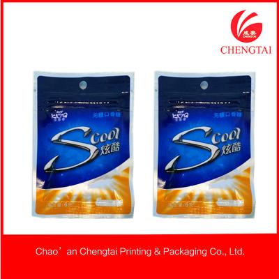China 6 G three side seal bag with zipper top  for chewing gum / sweet / snack for sale