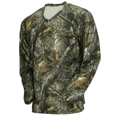 China Langärmliges Camo Fischen-T-Shirt Wicking, 100% Polyknit-Gitter, das Camo-Kleidung jagt zu verkaufen
