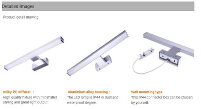 Cina Montaggio di alluminio della parete della luce 8W dello specchio del bagno del CE 240V LED in vendita