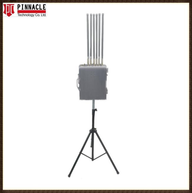 6-Antennas Waterproof Outdoor Fixed Anti-Drone Signal Jammer with Tripod Standing