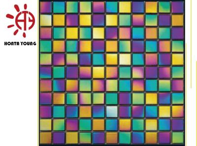 China HTY - TRB -300 300*300 Factory Rainbow Multi Colors Plating  Ceramic Glass Mosaic Tile for sale