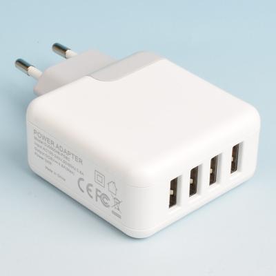 China 5V4.8A 4USB EU smart phone charger intelligent identification high-power charger adapter for sale