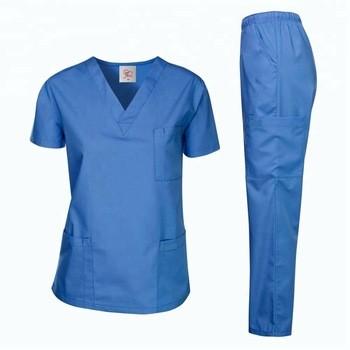 China Unisex V-Neck Top & Drawstring Pant Scrub Set for sale