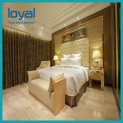 China Luxurious Commerical Bedroom Set Marriott Hotel Furniture With Wood Veneer for sale