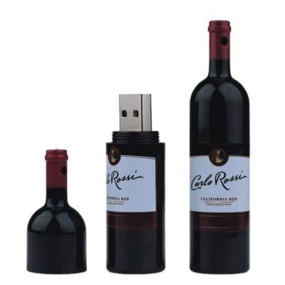 China Wine Bottle Shaped 3.0 USB Flash Drive With Metal Ring And OEM Logo for sale