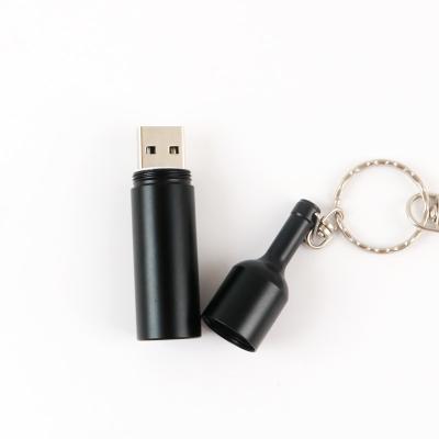 China Wine Bottle Shaped 3.0 USB Flash Drive With Metal Ring And OEM Logo for sale