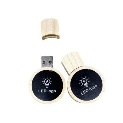 중국 LED 인브레이브 로고 나무 USB 플래시 드라이브 USB2.0/3.0 인터페이스 타입 자연 나무 판매용