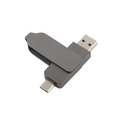 China Gun Black Metal Type C USB Flash Drives Twist Shaped Fast Speed 3.0 And 3.0 for sale