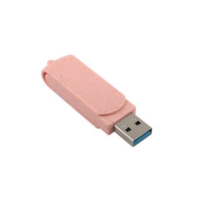 China Type C USB Flash Drives Pink Plastis With Straw Recyclables Material And Custom Logo for sale