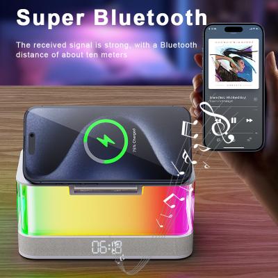 China Colorful Lights Wireless Charger for iPhone iWatch and AirPods with Bluetooth Speaker for sale