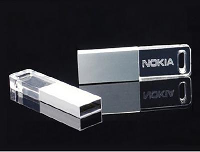 China Crystal USB Stick With Blue Red Green White Orange Color With LED Light Inside for sale