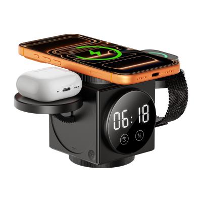 China Robot-shaped Wireless Charger Fast Speed For Phone Charging With A Clock Robotic Arm Extendable Wireless Charger Very Cool for sale