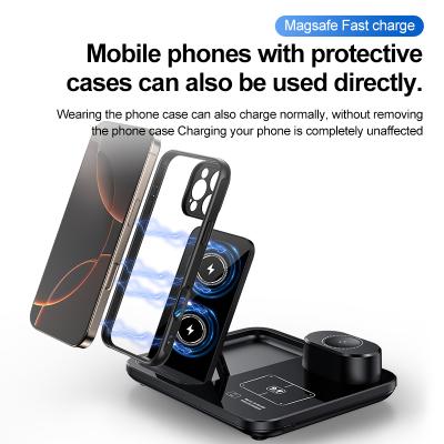 China 15W Fast Charging 3 in 1 Wireless Charger with Foldable Design and Magnetic Suction for sale